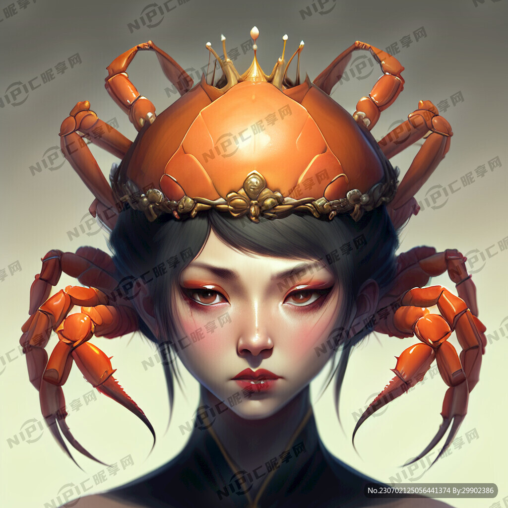 Ai创作图大闸蟹 皇冠 昵图网