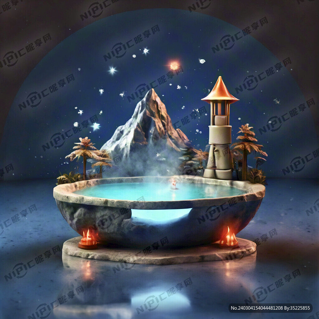 AI创作图温泉图标nipic.com-昵图网